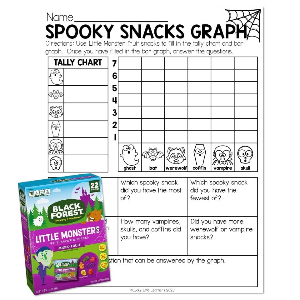 Halloween Fruit Snack Graphing - Spooky Snacks Little Monsters - Lucky ...