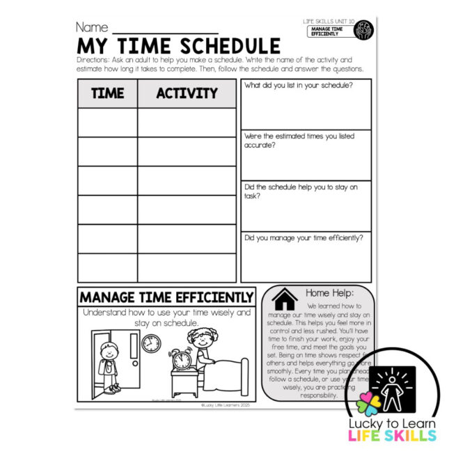 Lucky to Learn Life Skills - Unit 10 Organization and Time Management ...