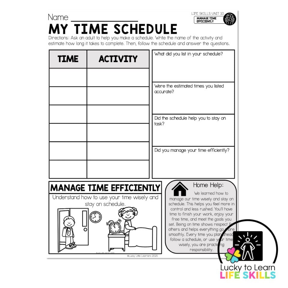 Lucky to Learn Life Skills - Unit 10 Organization and Time Management ...