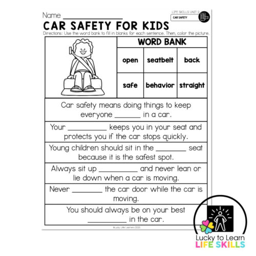 Lucky to Learn Life Skills - Unit 2 Safety First - Car Safety - Car ...