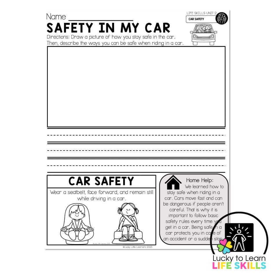 Lucky to Learn Life Skills - Unit 2 Safety First - Car Safety - Safety ...