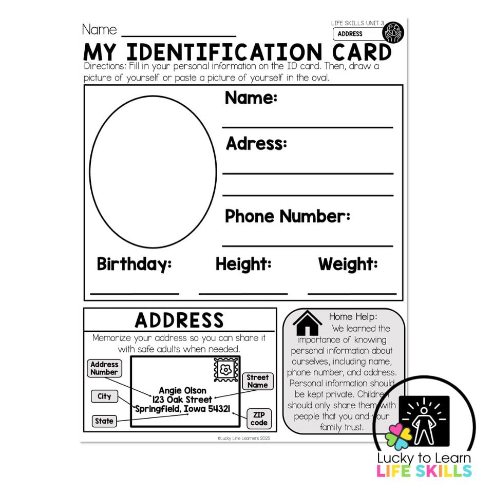Lucky to Learn Life Skills - Unit 3 Identity & Information - Address ...