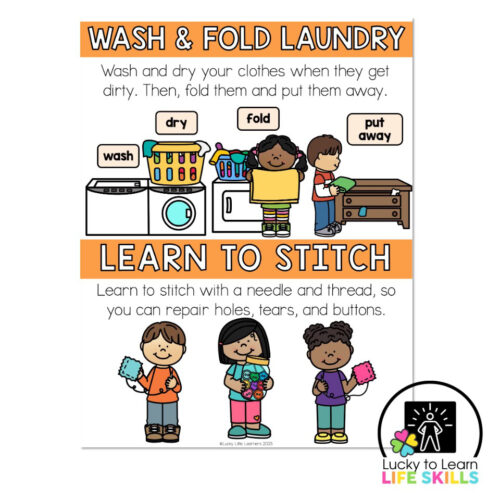 Lucky to Learn Life Skills - Unit 6 Clothing & Self-Care - Anchor Chart ...