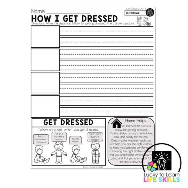 Lucky to Learn Life Skills - Unit 6 Clothing & Self-Care - Get Dressed ...