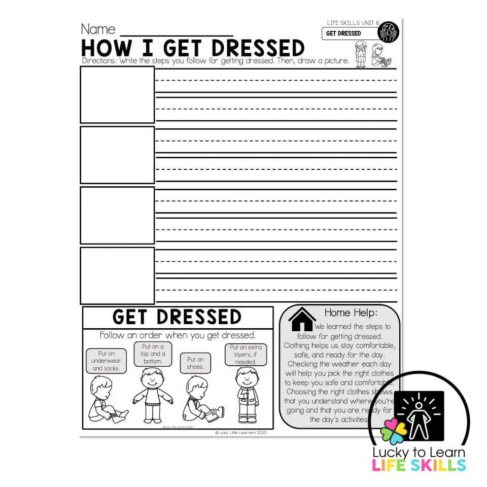 Lucky to Learn Life Skills - Unit 6 Clothing & Self-Care - Get Dressed ...