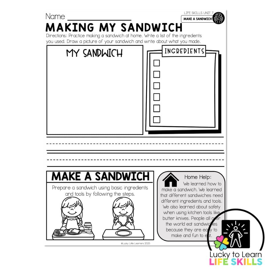 Lucky to Learn Life Skills - Unit 7 Food Independence - Make a Sandwich ...