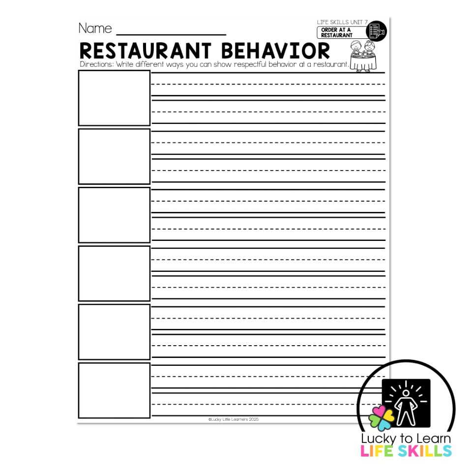 Lucky to Learn Life Skills - Unit 7 Food Independence - Order at a ...