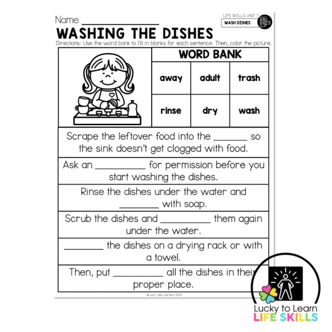 Lucky to Learn Life Skills - Unit 7 Food Independence - Wash Dishes ...