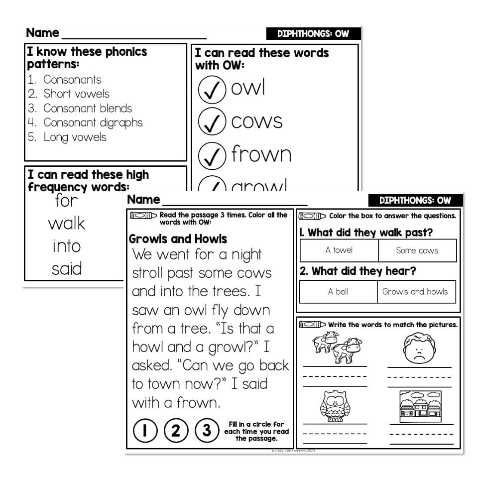 Lucky to Learn Phonics - Other Vowels - Diphthongs - 1st Grade ...