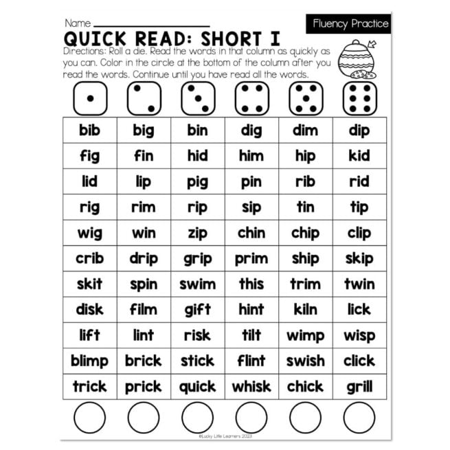 Lucky to Learn Phonics - Short I - Quick Read Fluency Practice - Lucky ...