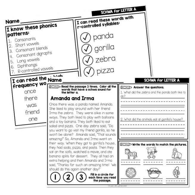 Lucky to Learn Phonics - Syllables - Schwa Syllables - 2nd Grade ...