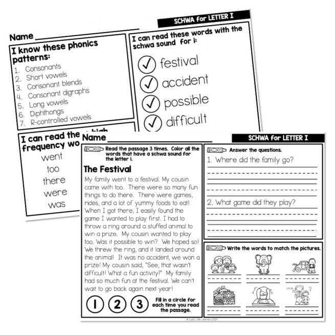 Lucky to Learn Phonics - Syllables - Schwa Syllables - 2nd Grade ...
