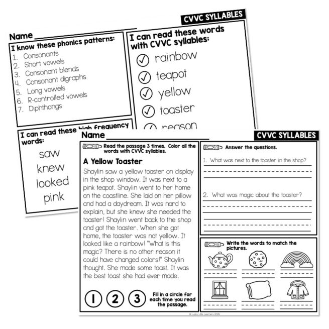 Lucky to Learn Phonics - Syllables - Vowel Team Syllables - 2nd Grade ...