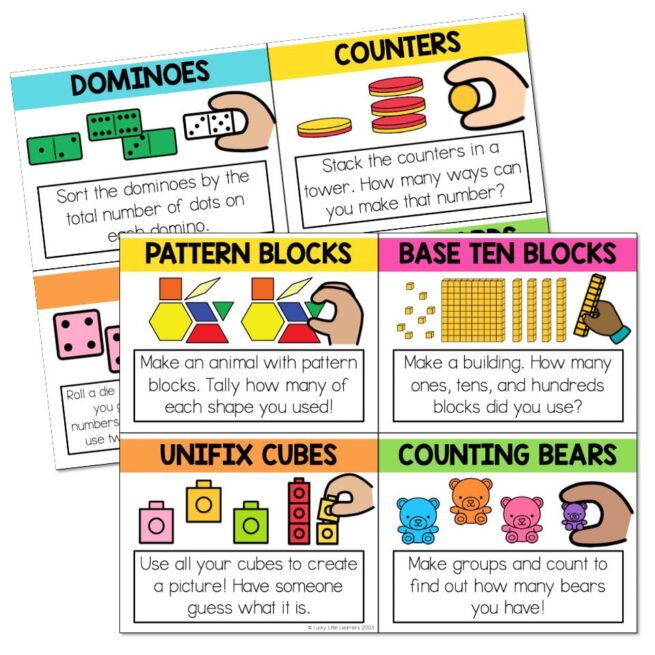 Math Manipulative Task Cards - Lucky Little Learners