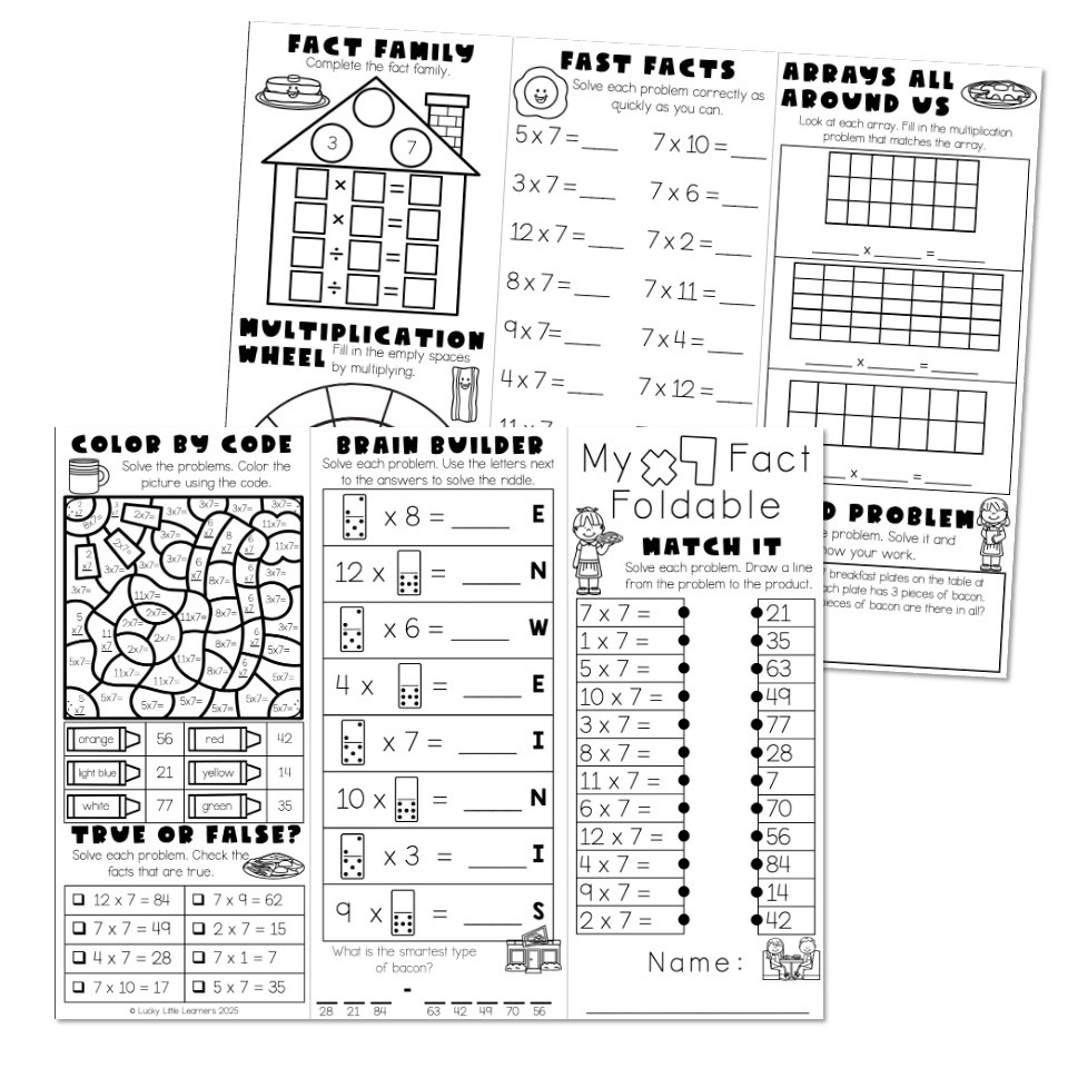 Multiplication Fact Fluency Brochure - Fact Foldable - Multiply 7 ...