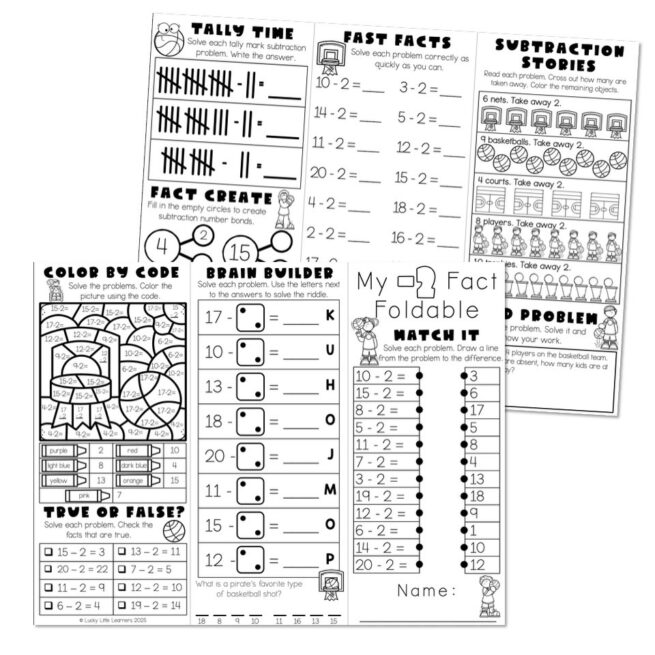 Subtraction Fact Fluency Brochure - Fact Foldable - Subtract 2 - Lucky ...