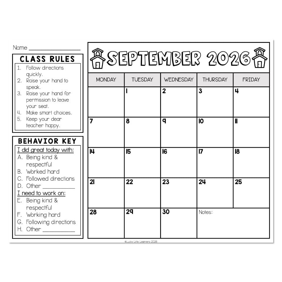 Behavior Calendars - Version 1 - Lucky Little Learners