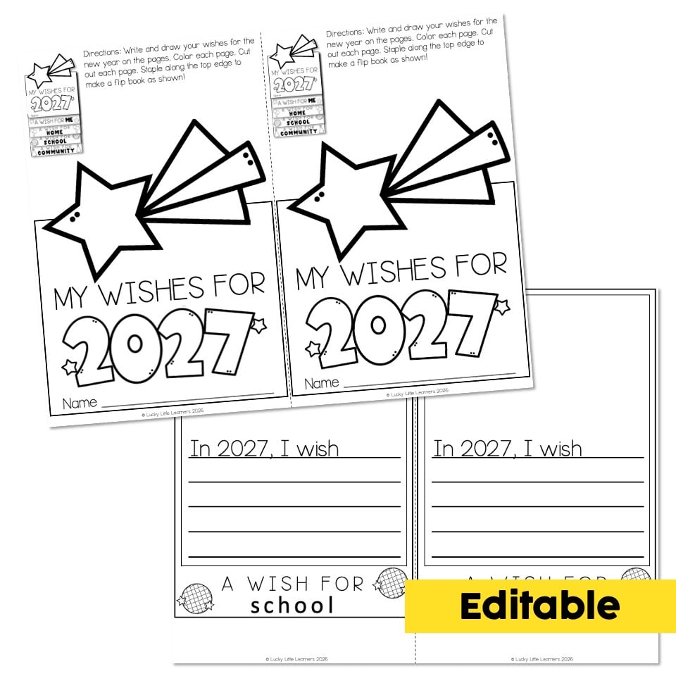 Editable New Year’s Goals – My Wishes for the New Year Flipbook - Lucky ...