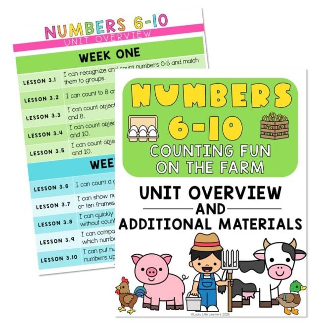 Lucky to Learn Math - Kindergarten - Unit 3 - Numbers 6-10 - Unit ...