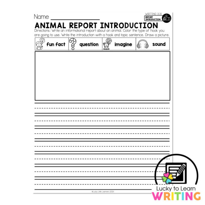 Lucky to Learn Writing - Unit 3 Informational - Writing 3.31 - Animal ...