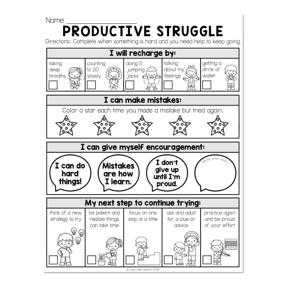 Productive Struggle - Worksheet - Lucky Little Learners