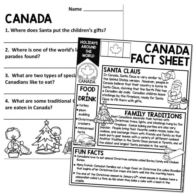 Holidays Around the World - Canada Reading Passage - Lucky Little Learners